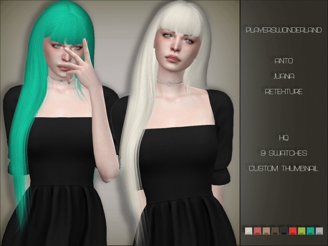 Anto Juana Hair Retexture by PlayersWonderland at TSR » Sims 4 Updates