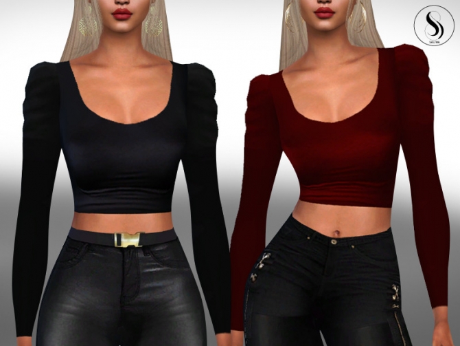 Female Deep Front Casual Mesh Tops by Saliwa at TSR » Sims 4 Updates