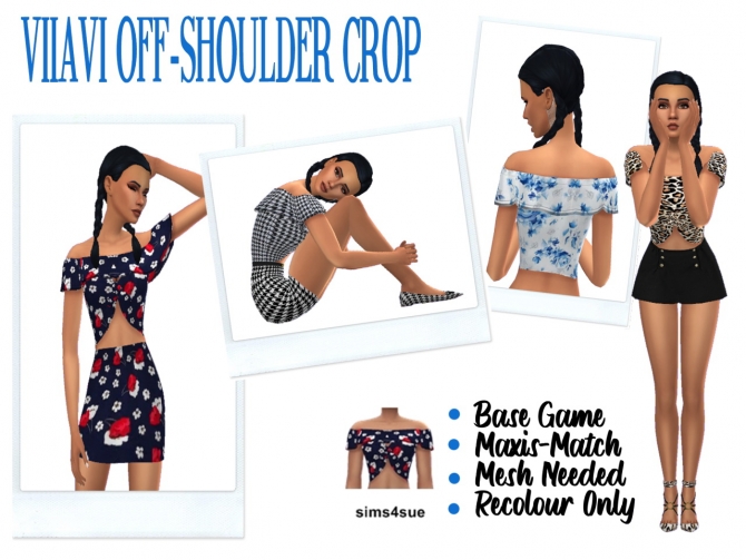 VIIAVI’s OFF-SHOULDER CROP Top at Sims4Sue » Sims 4 Updates