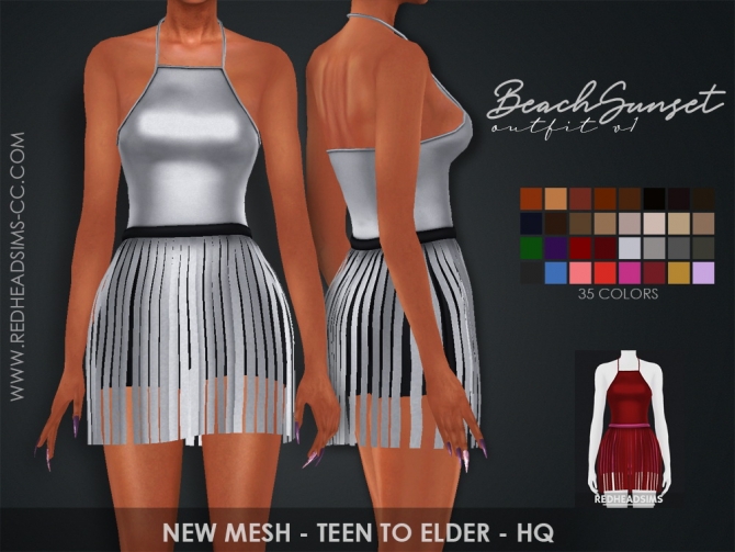 BEACH SUNSET OUTFIT by Thiago Mitchell at REDHEADSIMS » Sims 4 Updates