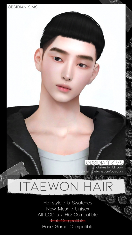 ITAEWON HAIR at Obsidian Sims » Sims 4 Updates