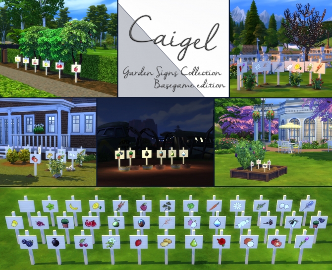 Garden Sign Collection by Caigel at Mod The Sims » Sims 4 Updates