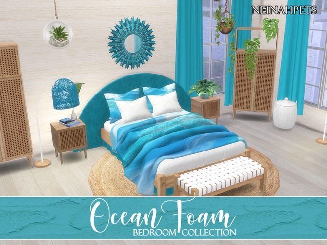 Ocean Foam Bedroom by neinahpets at TSR » Sims 4 Updates