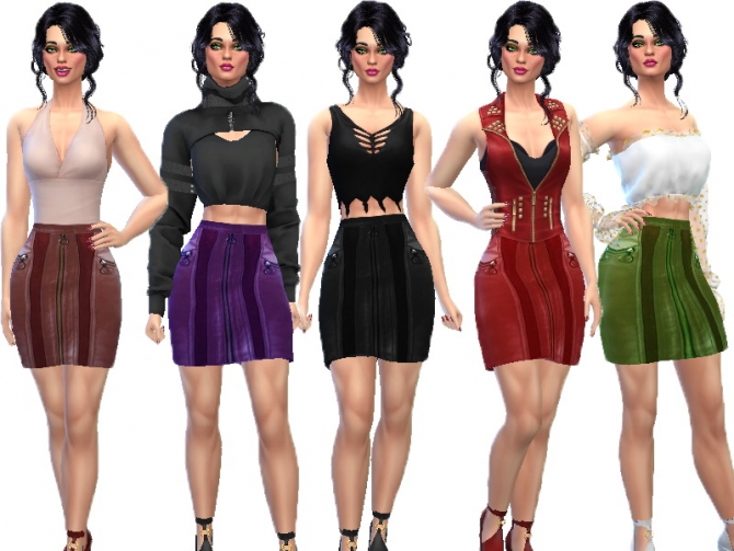 Zipper leather skirt by TrudieOpp at TSR » Sims 4 Updates