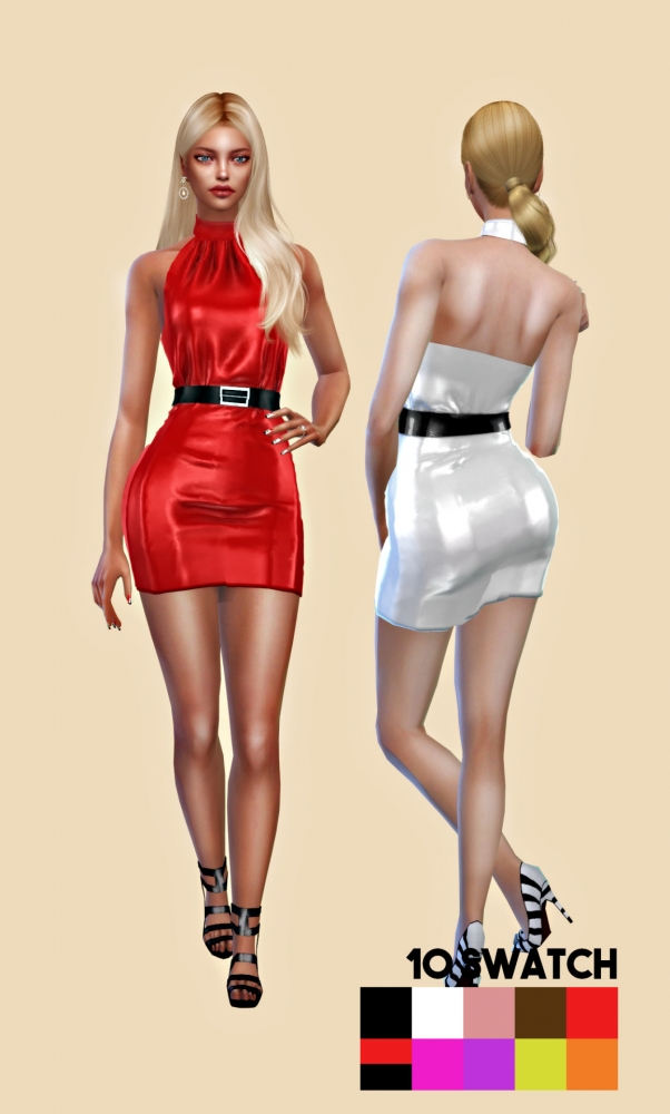 Leather dress at L.Sim » Sims 4 Updates