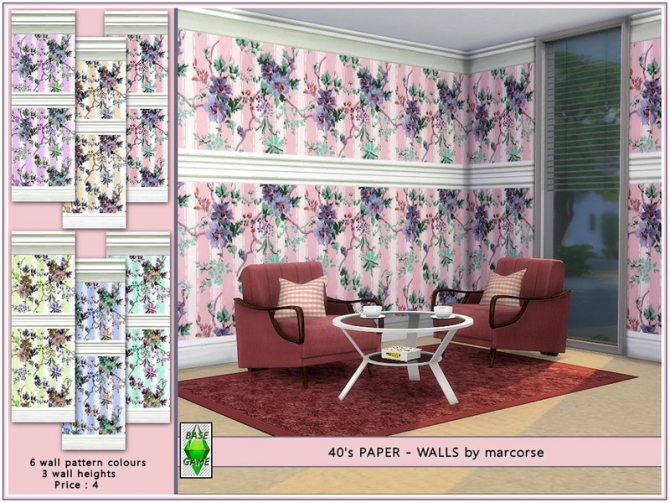 40's Paper Walls by marcorse at TSR » Sims 4 Updates