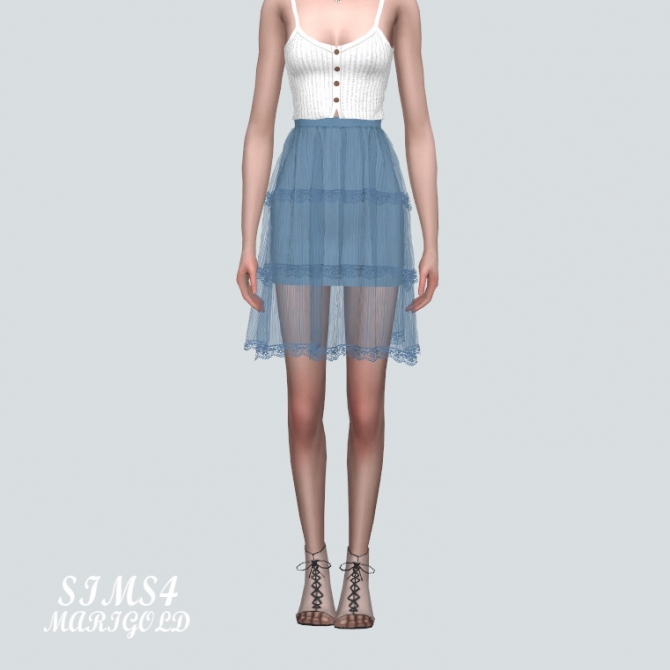 Lace Tiered Sha Midi Skirt at Marigold » Sims 4 Updates