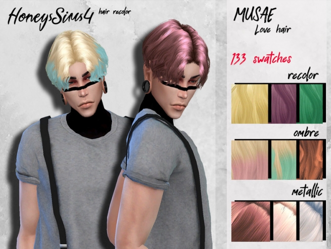 Male hair recolor MUSAE Love by HoneysSims4 at TSR » Sims 4 Updates