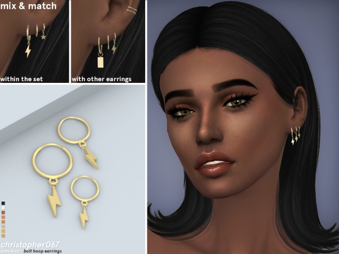 Bolt Hoop Earrings by Christopher067 at TSR » Sims 4 Updates