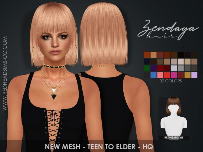 ZENDAYA HAIR by Thiago Mitchell at REDHEADSIMS » Sims 4 Updates