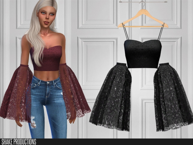 Detached bell sleeves top 449 by ShakeProductions at TSR » Sims 4 Updates