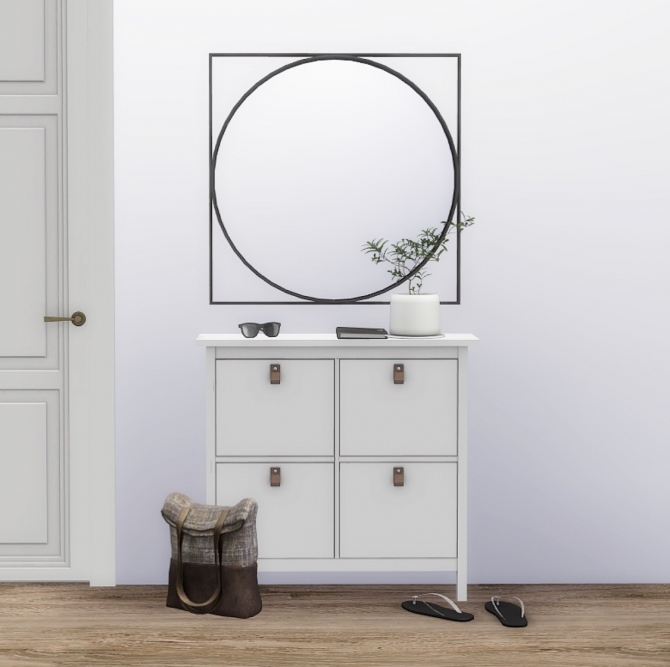 Hemnes Shoes Storage, Geometric Mirror & DBKD Pair Pot at Heurrs » Sims ...
