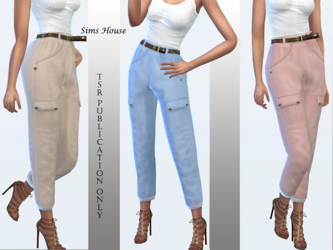 Women's cargo pants in pastel colors by Sims House at TSR » Sims 4 Updates