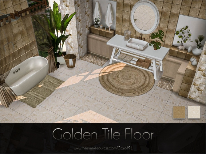 Golden Tile Floor by Caroll91 at TSR » Sims 4 Updates