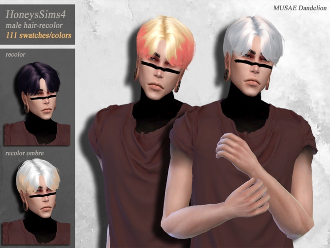 Musae Dandelion male hair recolor by HoneysSims4 at TSR » Sims 4 Updates