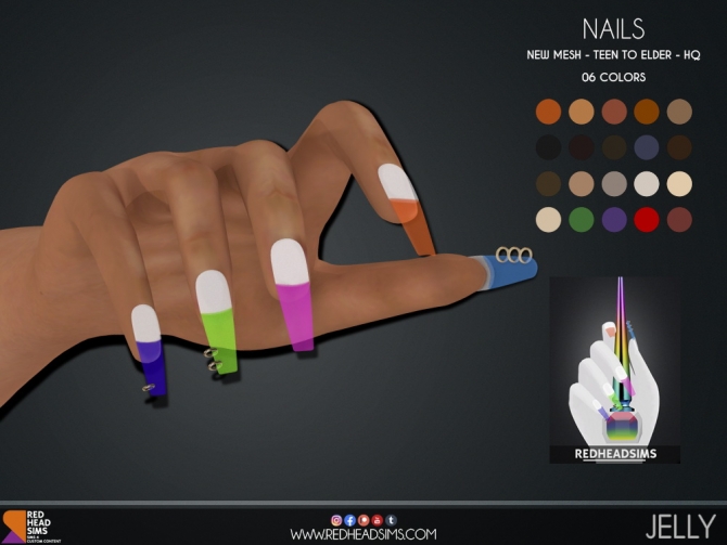 JELLY NAILS by Thiago Mitchell at REDHEADSIMS » Sims 4 Updates