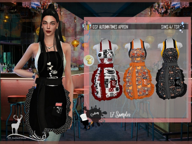 DSF AUTUMN TIMES APRON by DanSimsFantasy at TSR » Sims 4 Updates