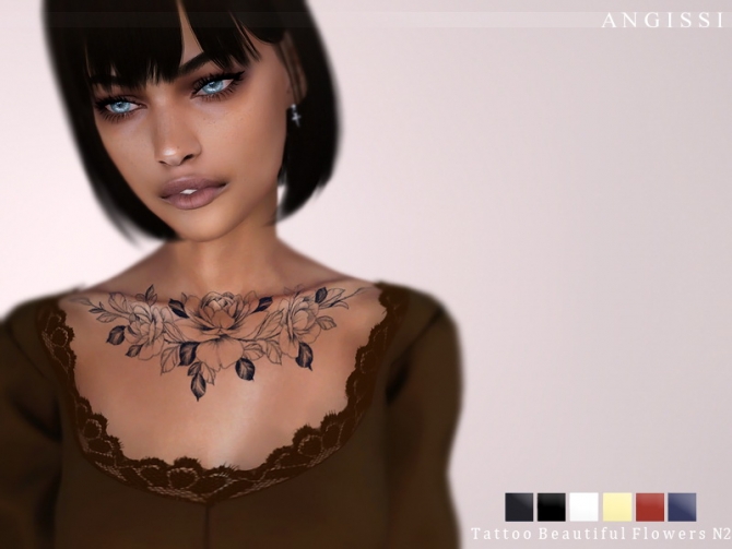 Beautiful Flowers N2 Tattoo by ANGISSI at TSR » Sims 4 Updates