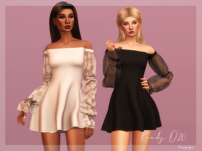 Off Shoulder Dress DR358 by laupipi at TSR » Sims 4 Updates