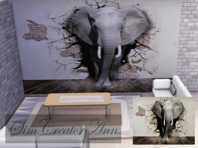 Elephant Mural by Sim Creator Ann at TSR » Sims 4 Updates