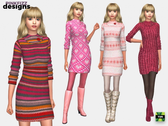 Pink Sweater Dress by Pinkfizzzzz at TSR » Sims 4 Updates