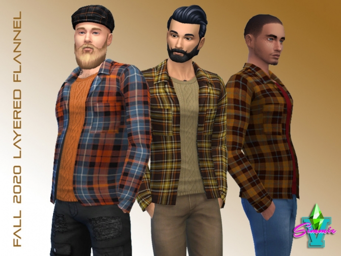 Fall 2020 Layered Flannel by SimmieV at TSR » Sims 4 Updates