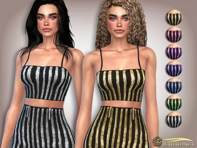 Sequin Spaghetti Straps Crop Top by Harmonia at TSR » Sims 4 Updates