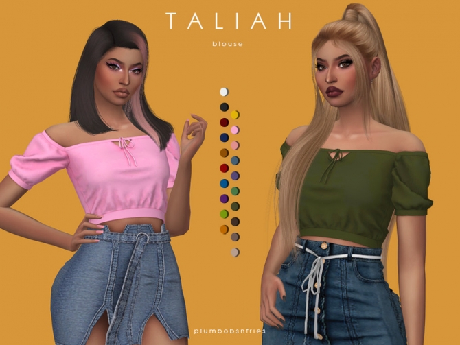 TALIAH blouse by Plumbobs n Fries at TSR » Sims 4 Updates