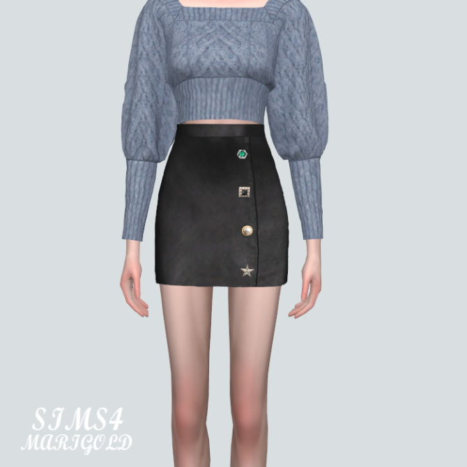 Leather Mini Skirt at Marigold » Sims 4 Updates