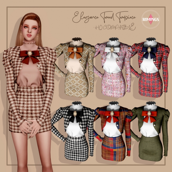 Elegance Tweed Twopiece at RIMINGs » Sims 4 Updates
