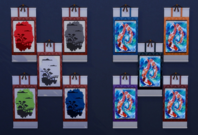 Japanese Inspired Scroll Art by Wykkyd at Mod The Sims » Sims 4 Updates
