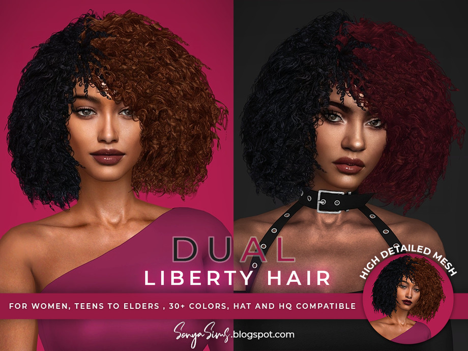 Liberty Bob Afro Hair DUAL by SonyaSimsCC at TSR » Sims 4 Updates