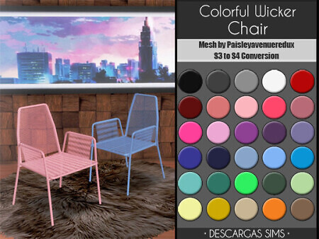 Colorful Wicker Chair at Descargas Sims » Sims 4 Updates
