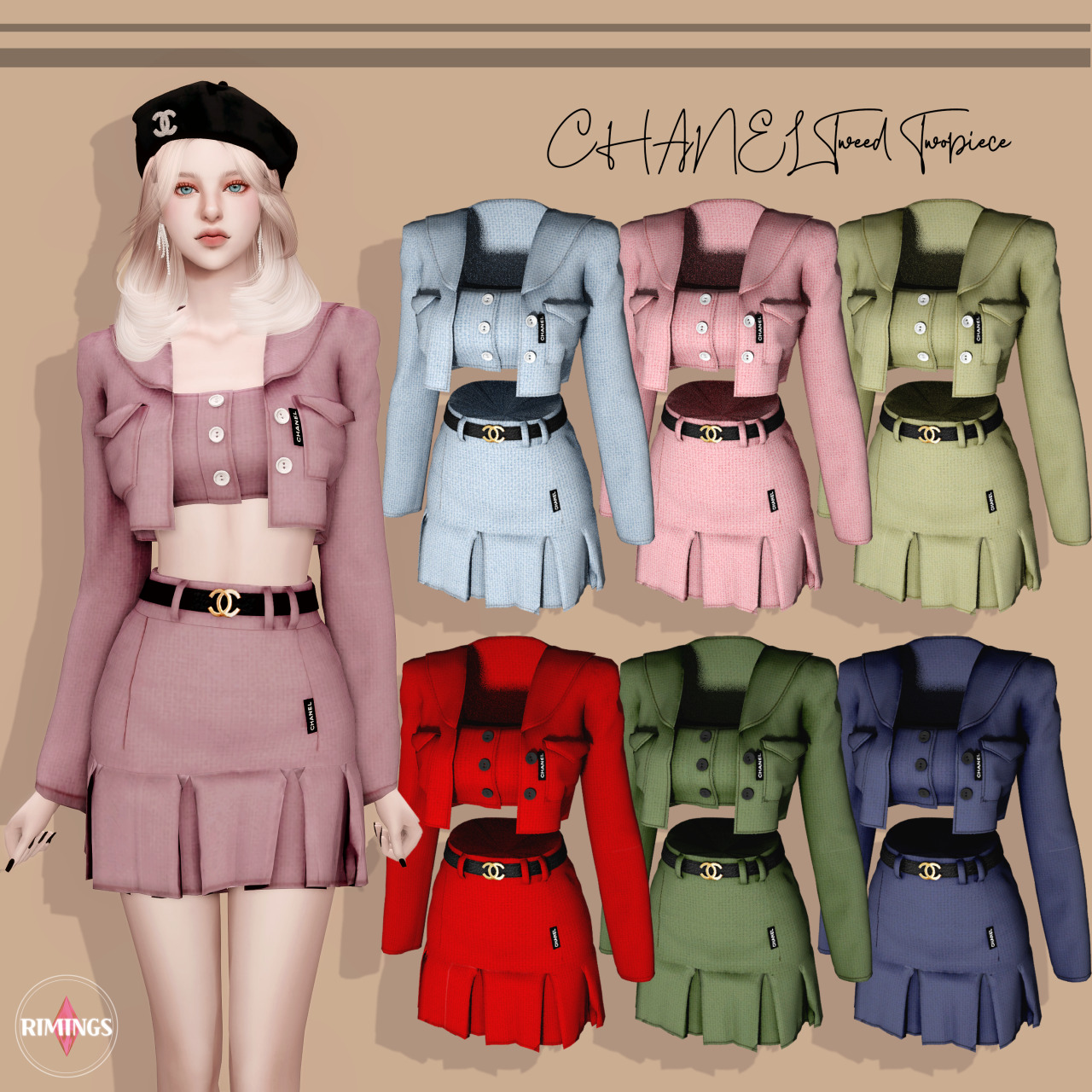 Tweed Twopiece at RIMINGs » Sims 4 Updates