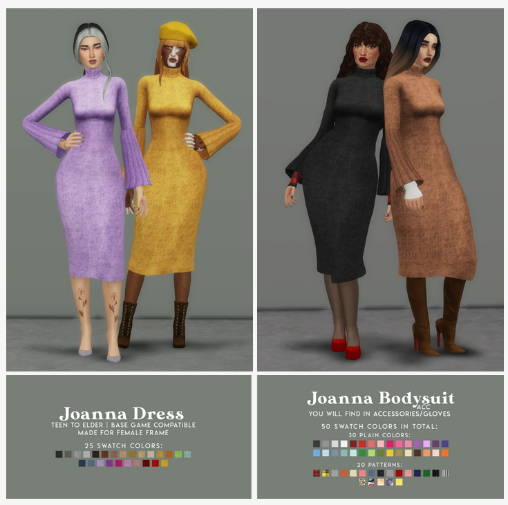 JOANNA DRESS & BODYSUIT at Candy Sims 4 » Sims 4 Updates