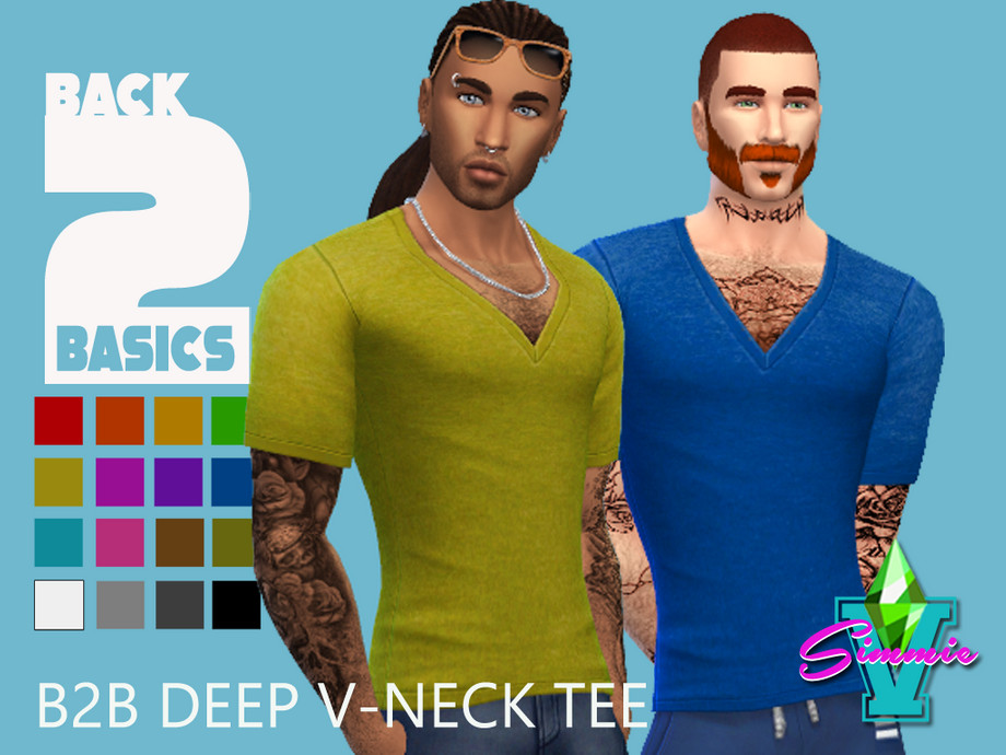 B2B Deep V-neck Tee by SimmieV at TSR » Sims 4 Updates