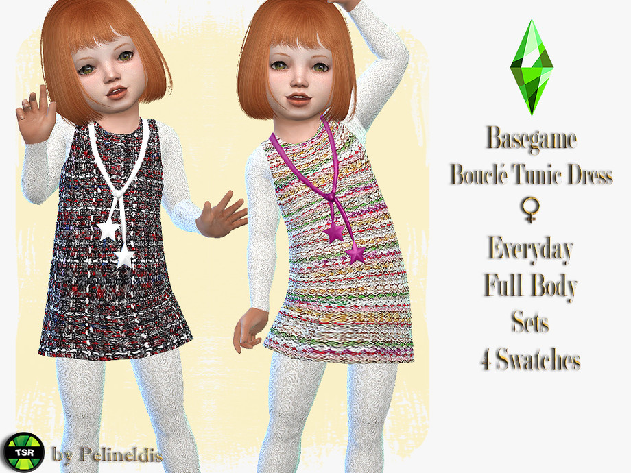 Toddler Boucle Tunic Dress by Pelineldis at TSR » Sims 4 Updates
