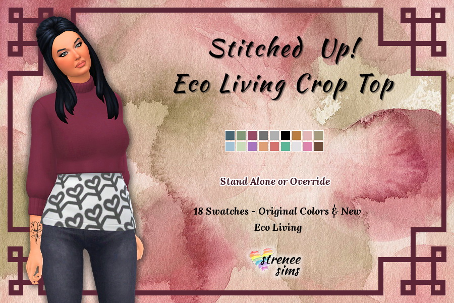 Stitched Up! Eco Living Crop Top at Strenee Sims » Sims 4 Updates