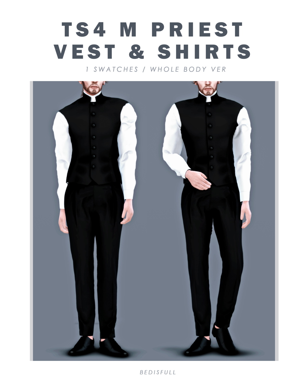 Priest vest & shirts at Bedisfull – iridescent » Sims 4 Updates