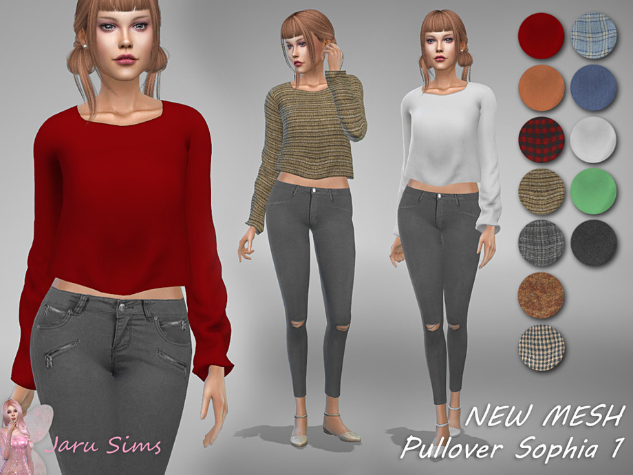 Pullover Sophia 1 NEW MESH by Jaru Sims at TSR » Sims 4 Updates