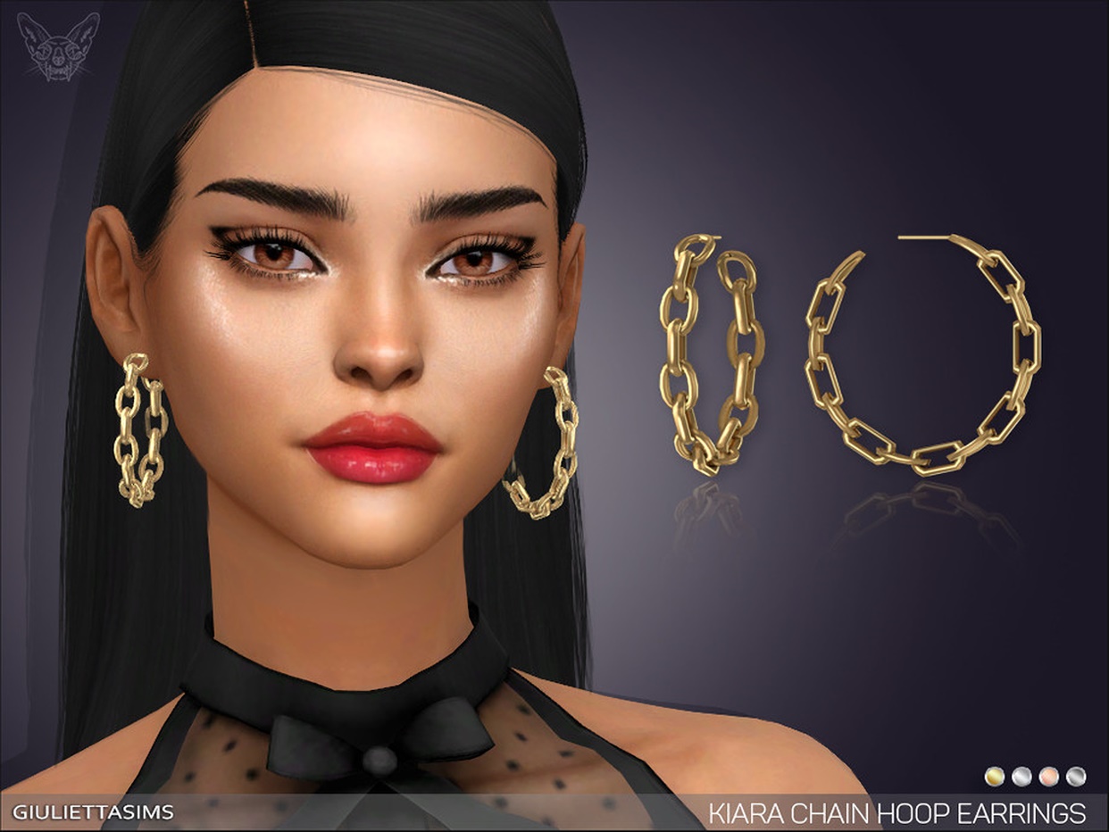Kiara Chain Hoop Earrings by feyona at TSR » Sims 4 Updates