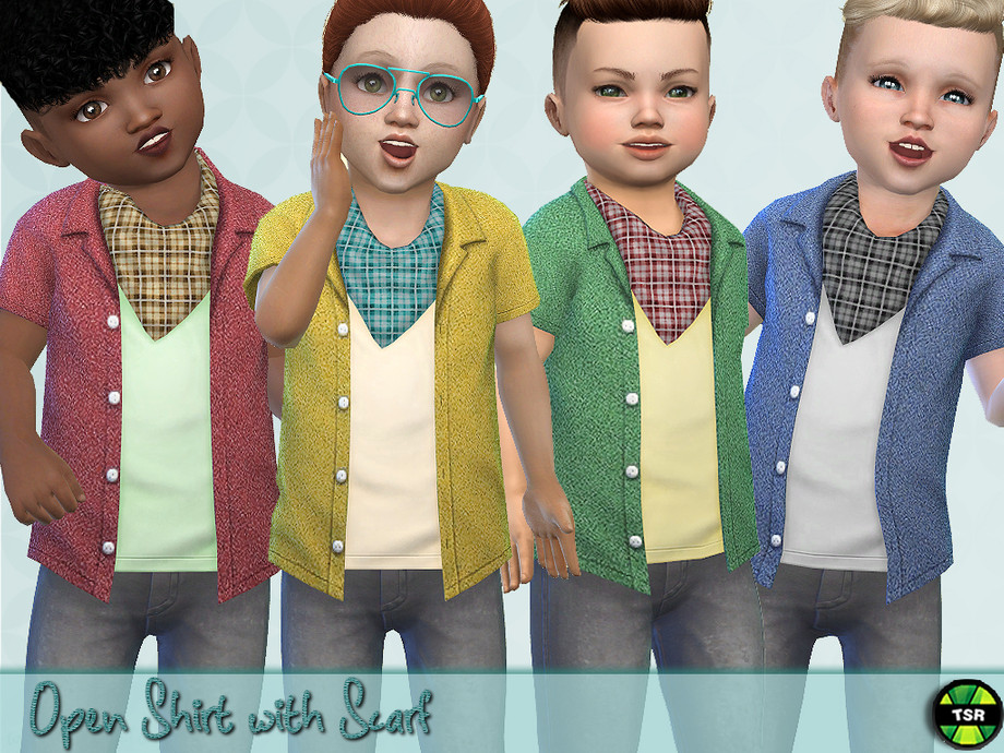 Open Shirt with Scarf by Pelineldis at TSR » Sims 4 Updates