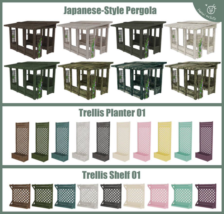 Pergola & Trellis Set at Haruinosato’s CC » Sims 4 Updates