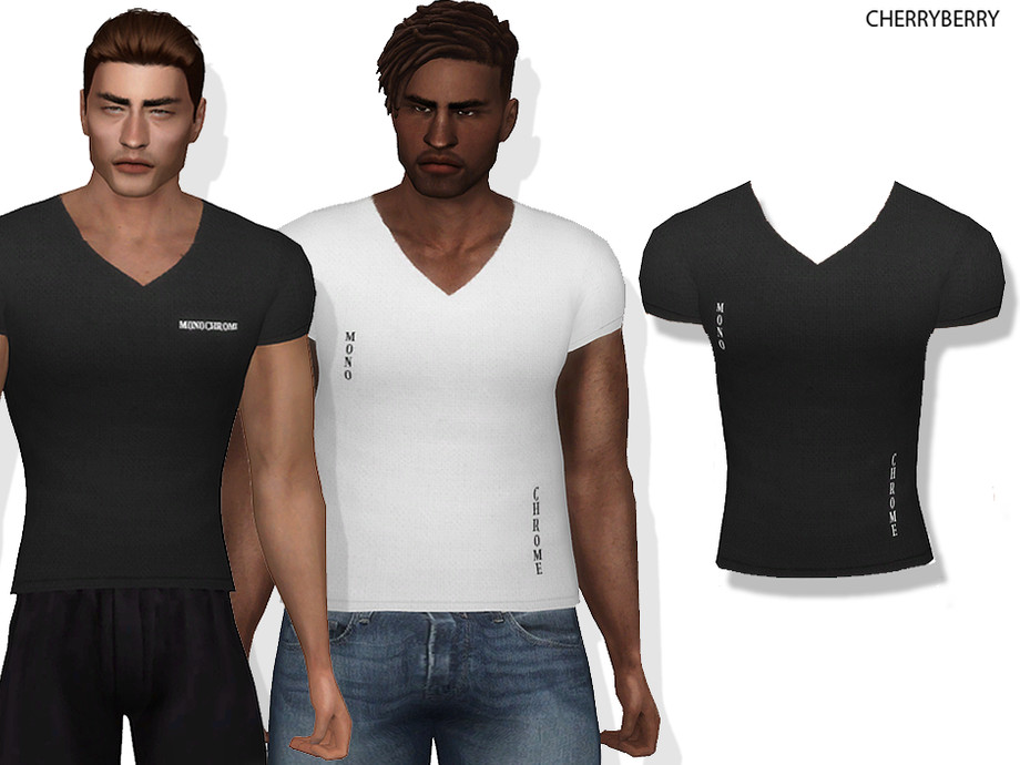 Ryan V-neck Shirt by CherryBerrySim at TSR » Sims 4 Updates