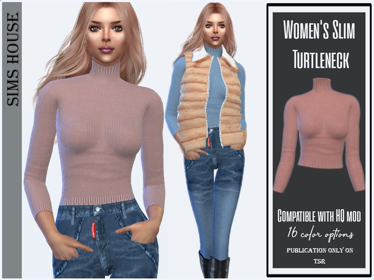 Slim turtleneck by Sims House at TSR » Sims 4 Updates
