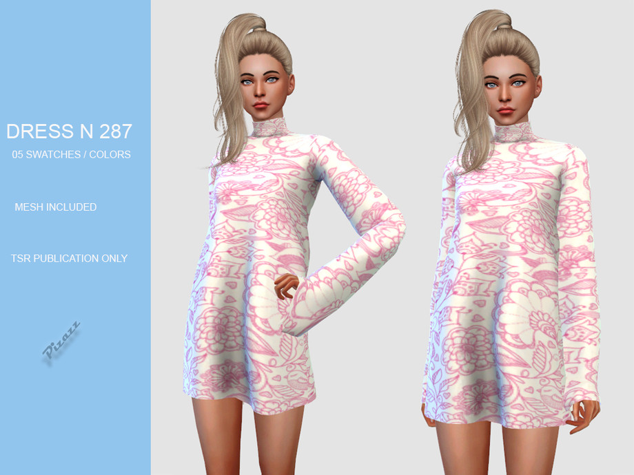 Tunic dress N287 by pizazz at TSR » Sims 4 Updates