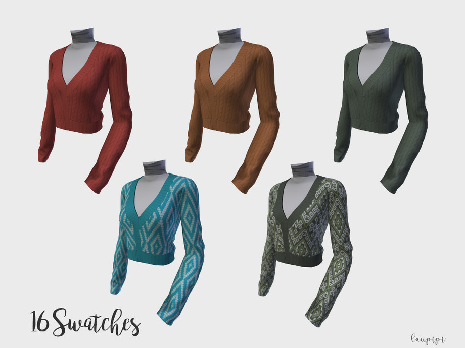 V-neck Sweater TP396 by laupipi at TSR » Sims 4 Updates