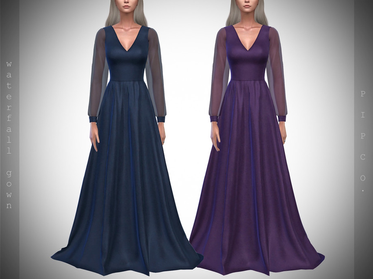 Waterfall Gown by Pipco at TSR » Sims 4 Updates