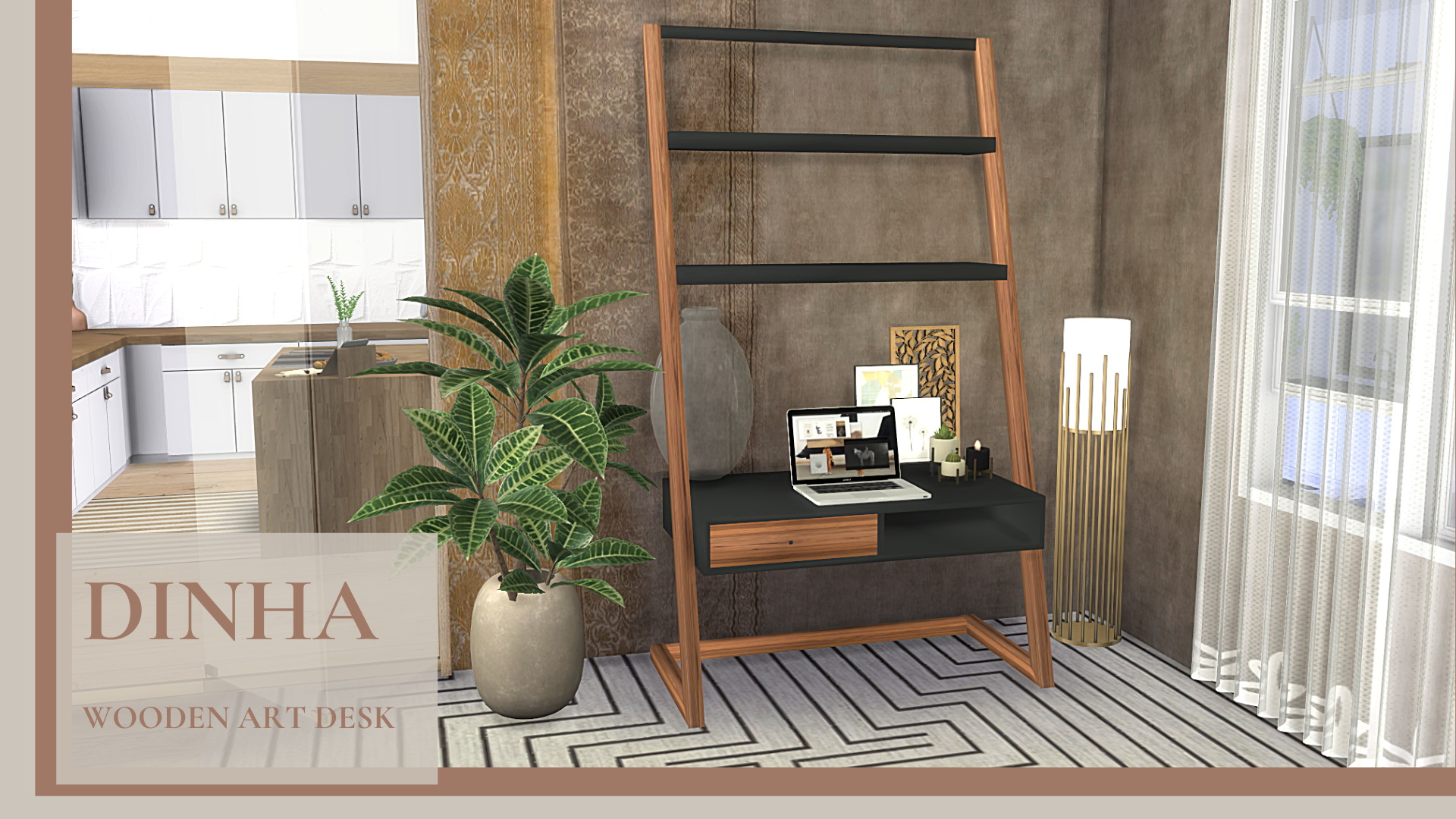 Wooden Art Desk at Dinha Gamer » Sims 4 Updates