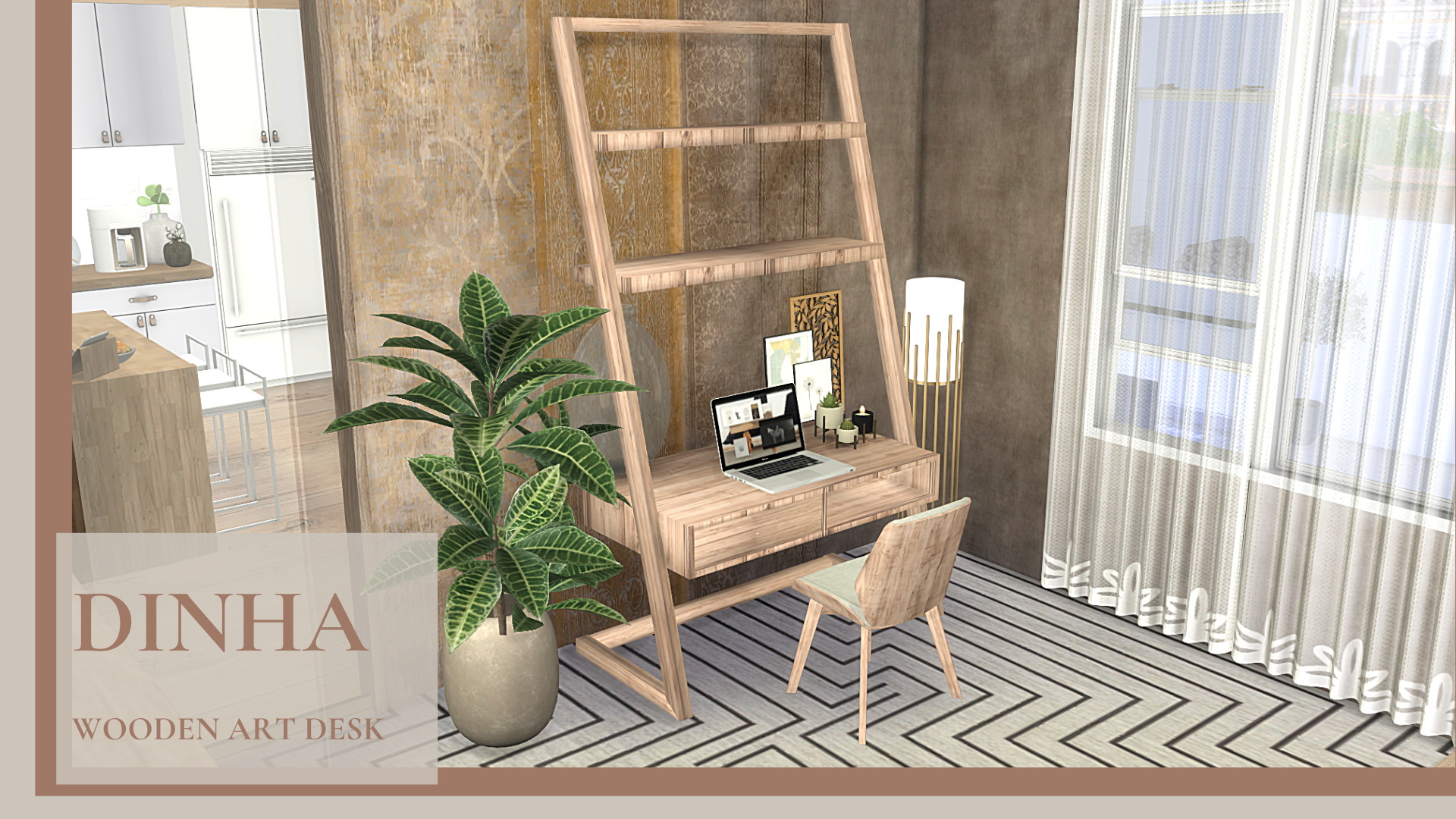 Wooden Art Desk at Dinha Gamer » Sims 4 Updates